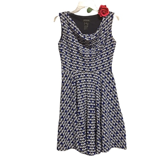 Enfocus Studio | Dresses | Enfocus Studio Dress Sz 6 Pattern Black Blue ...